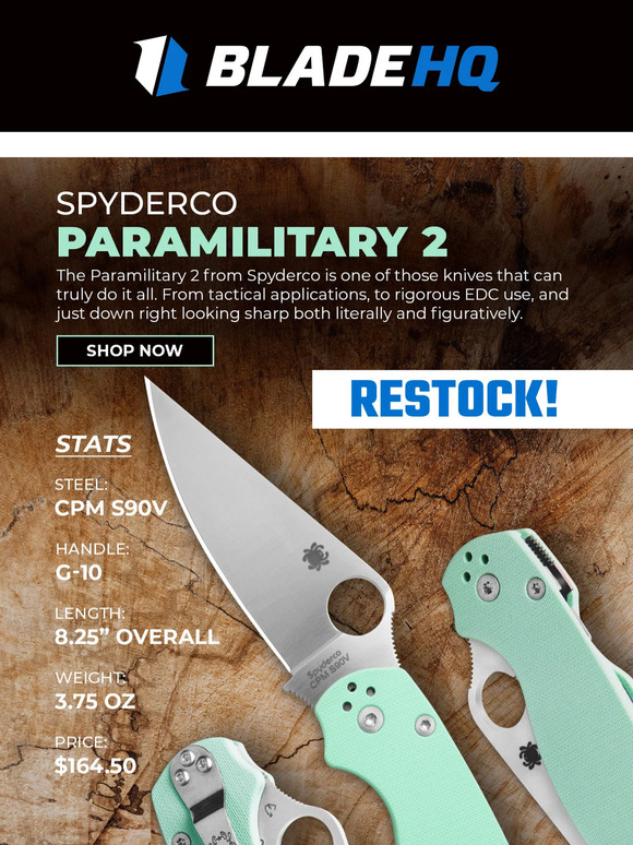 Blade HQ: The Spyderco Paramilitary 2 with S90V steel is back! | Milled