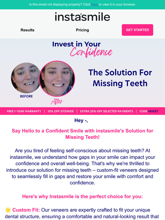 INSTAsmile: Hi —, Embarrassed About Missing Teeth? 😶‍🌫️ | Milled