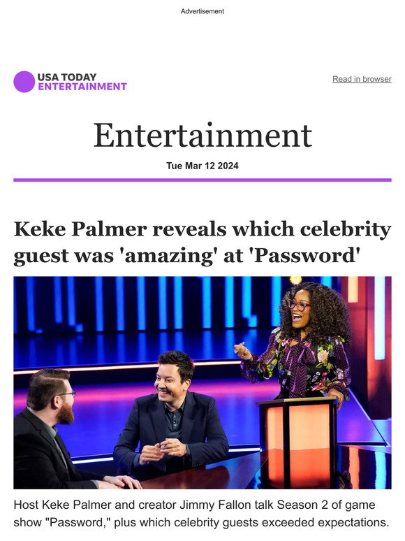 USA TODAY: Entertainment: Keke Palmer reveals which celebrity guest was ...