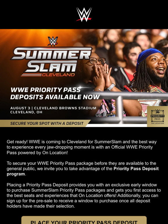 WWE Shop: Register Now: SummerSlam Priority Pass Deposits | Milled