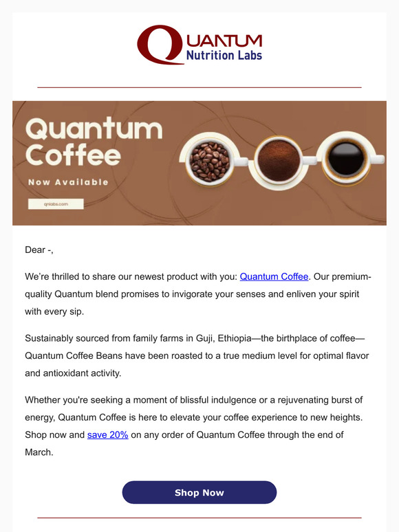 Quantum Nutrition Labs: Introducing Quantum Coffee Beans! | Milled