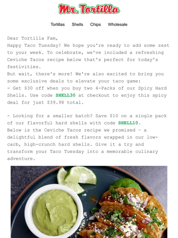 Mr. Tortilla: Taco Tuesday! Ceviche Taco Recipe & Deal Inside! | Milled