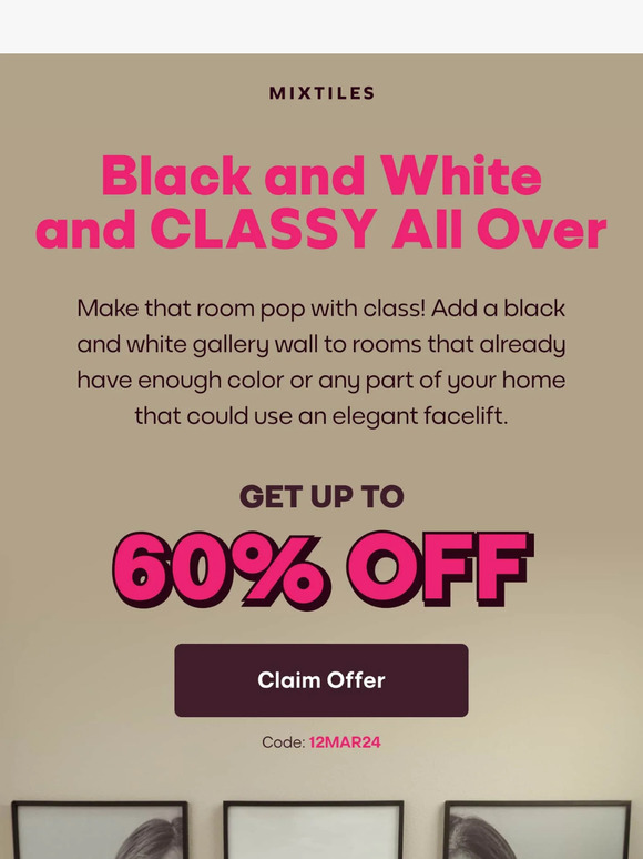 Mixtiles: Your Black & White deal awaits 👉 | Milled
