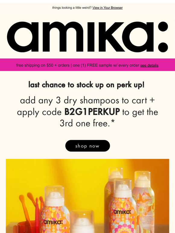 Amika: last chance to get a 🆓 perk up | Milled