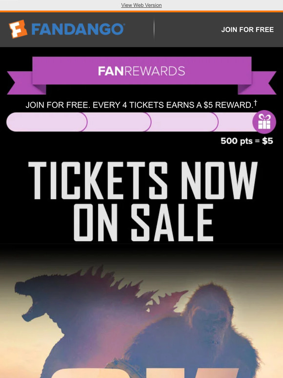 Fandango: Godzilla X Kong | Get Tickets | Milled