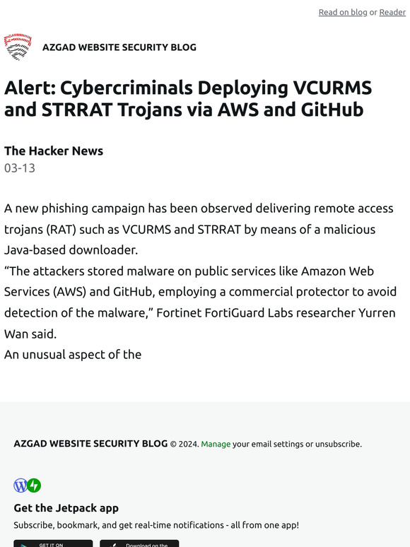 Aranet Llc Alert Cybercriminals Deploying Vcurms And Strrat Trojans Via Aws And Github Milled