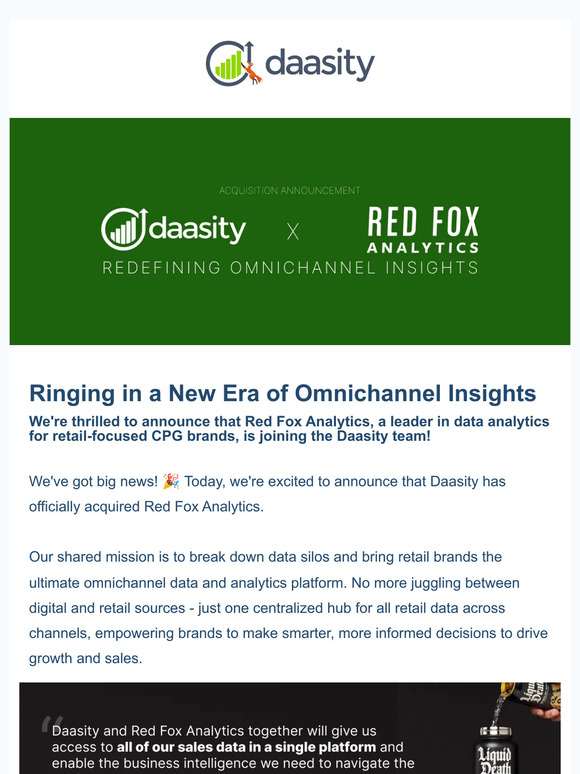 Daasity: Exciting News 🎉 Daasity Acquires Red Fox Analytics to ...
