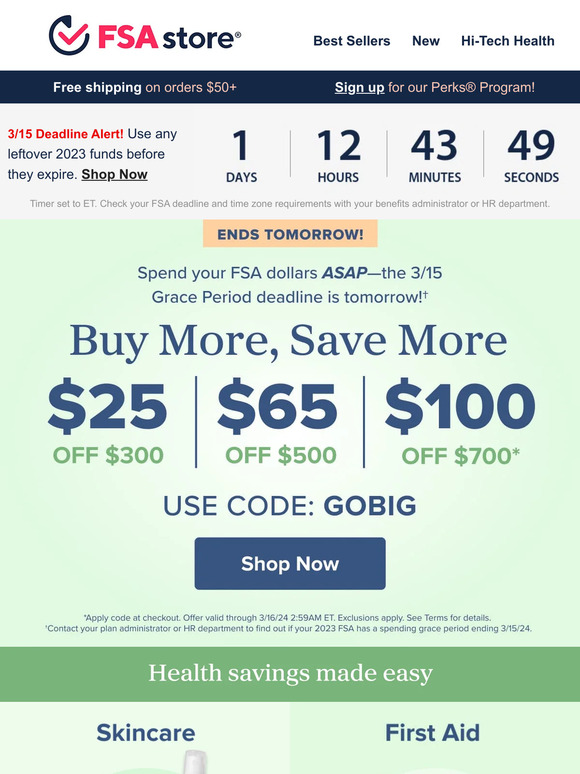 FSA Store: 😱 FSA deadline TOMORROW + Up to $100 OFF! | Milled