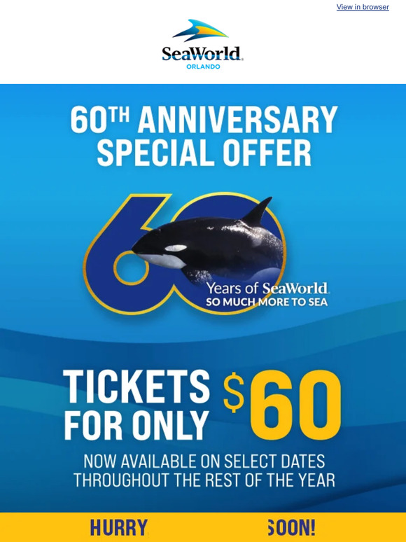 SeaWorld: Special $60 Anniversary Ticket Offer Starts Now! | Milled