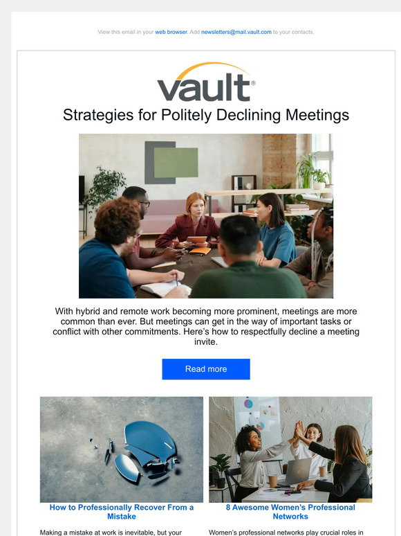 Vault: How to politely decline a meeting invite + Recovering from a ...