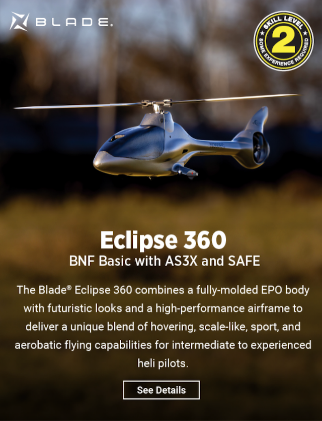 Tower Hobbies: New Release: BLADE Eclipse 360 BNF Basic with AS3X and SAFE | Milled