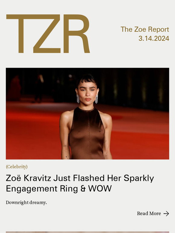 The Zoe Report: Zoë Kravitz Just Flashed Her Sparkly Engagement Ring ...