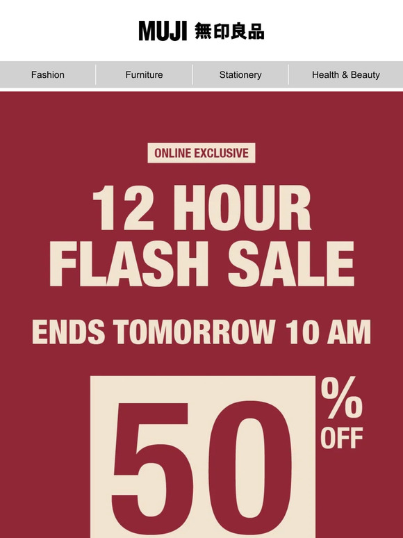 MUJI: 12 HOUR FLASH SALE! 50% OFF Everything! | Milled