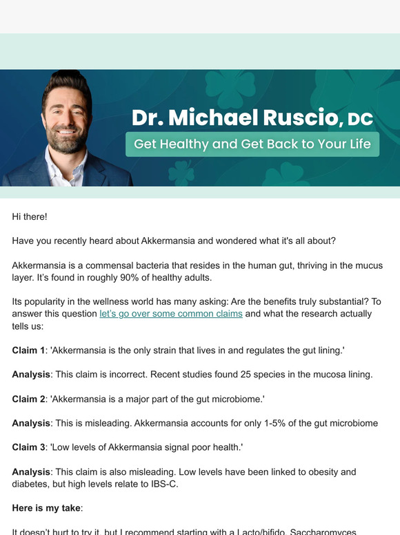 Dr. Michael Ruscio, DC: All about Akkermansia | Milled