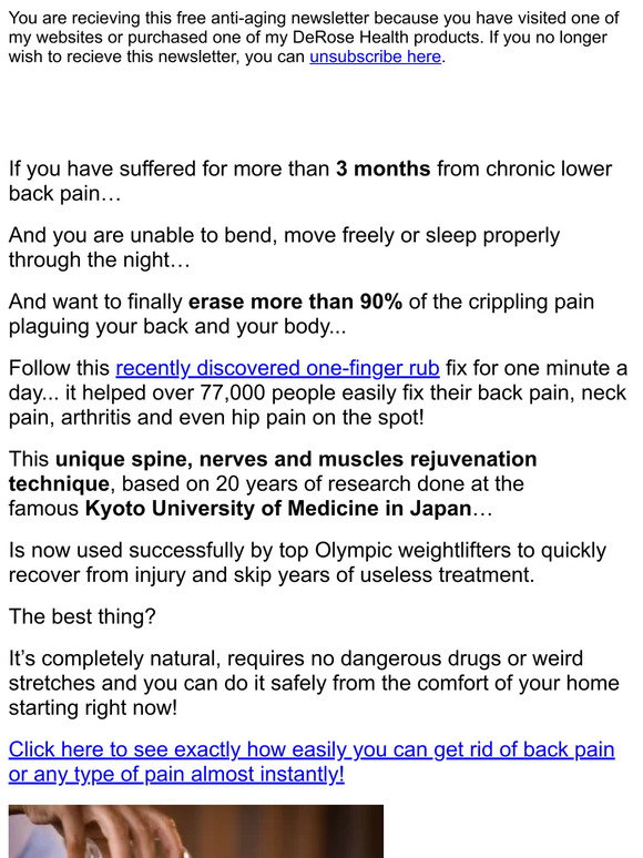 DeRose Health: When Back Pain Won’t Stop, Try This One-Finger Rub Fix ...