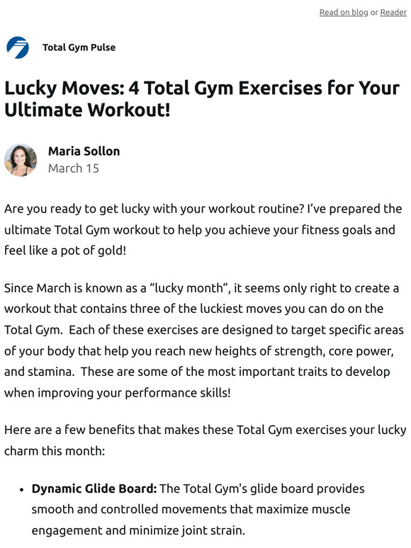 Total Gym: Lucky Moves: 4 Total Gym Exercises for Your Ultimate Workout ...