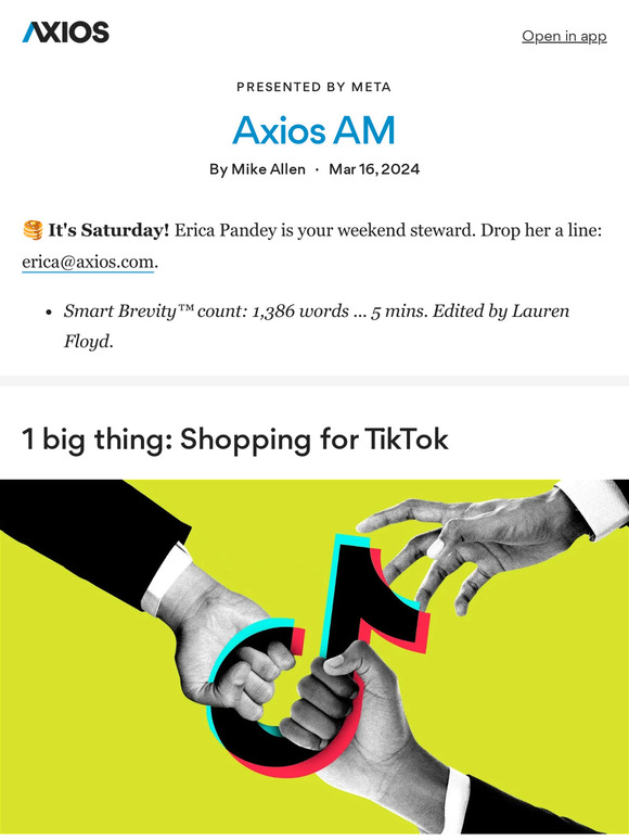 Axios: 📱 Axios AM: Shopping for TikTok | Milled