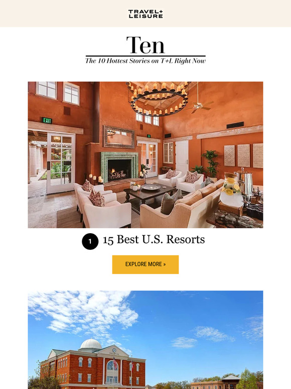 Travel + Leisure: 15 Best U.S. Resorts | Milled