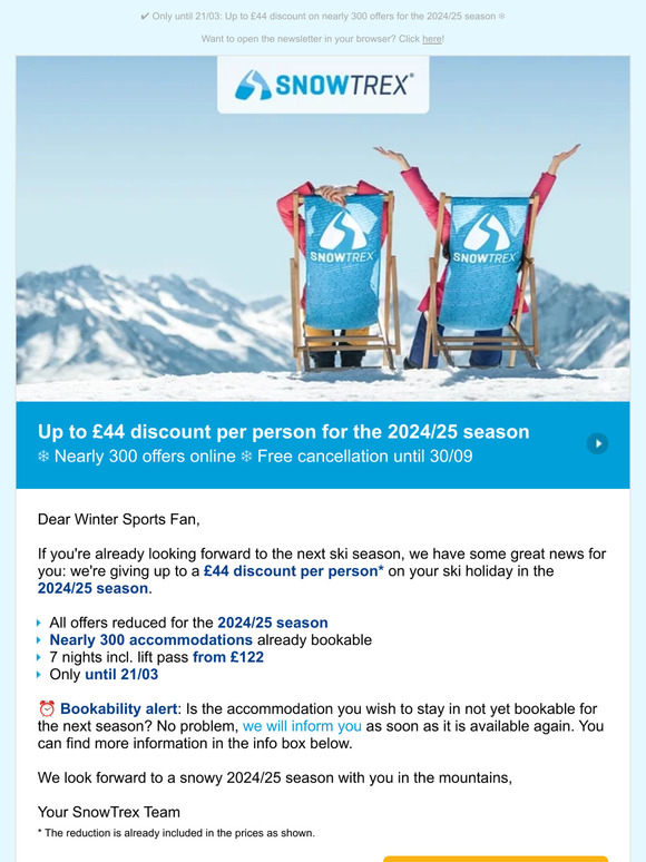 SnowTrex: New 2024/25 season offers completely reduced | Milled