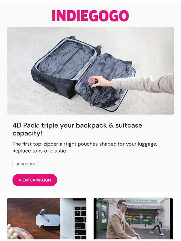 Indiegogo: Triple your backpack & suitcase capacity with this crafty ...