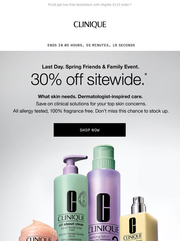 Clinique Email Newsletters: Shop Sales, Discounts, and Coupon Codes