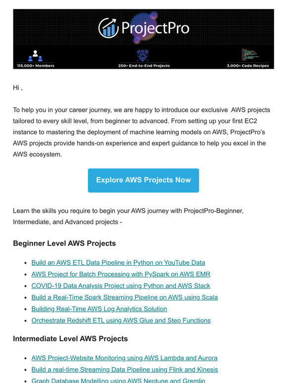 ProjectPro: 15+ AWS Projects for Beginners and Beyond-Get Access Now ... ProjectPro: 15+ AWS Projects for Beginners and Beyond-Get Access Now ...