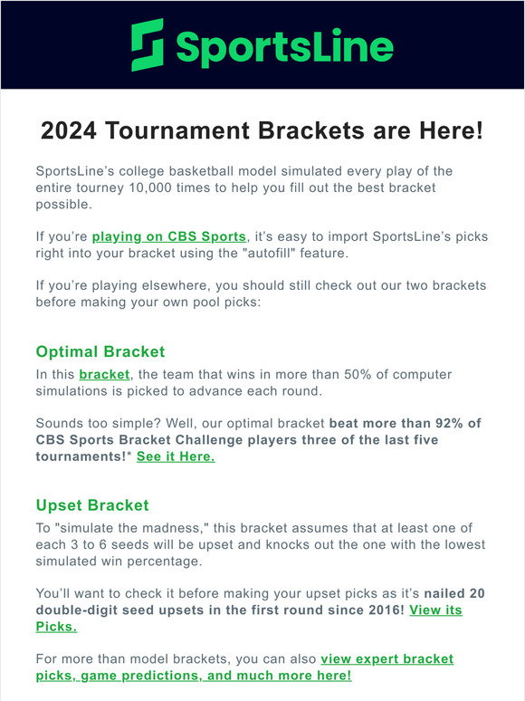 SportsLine: Our 2024 Brackets are Officially Live! | Milled