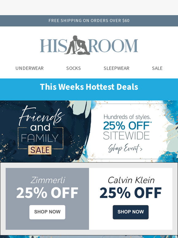 HisRoom: This weeks best deals! 25% off Friends & Family! | Milled