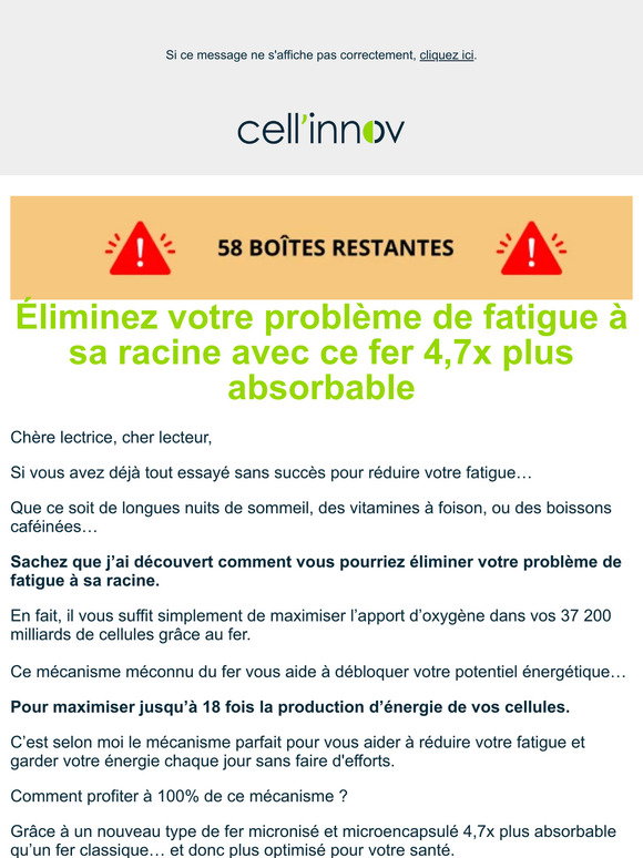 Cellinnov: FER MAX-3 : Éliminez votre problème de fatigue à sa racine ...
