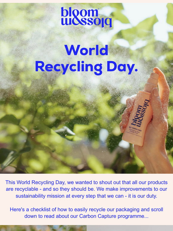 Bloom and Blossom: Our Carbon Capture promise on World Recycling Day 🌍 ...
