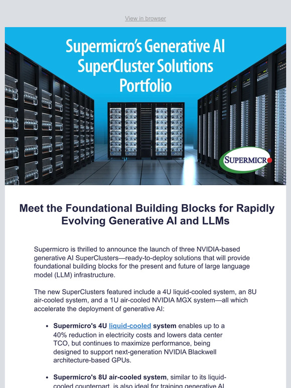 Supermicro: —, meet Supermicro's newest generative AI SuperClusters, and more in our expanded AI ...