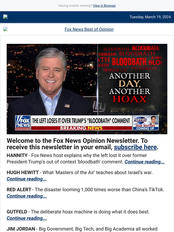 Fox News: Donald Trump's 'bloodbath,' China's TikTok, and more from Fox News Opinion | Milled