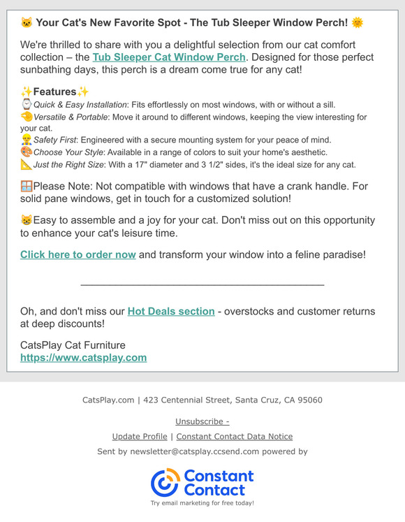 CatsPlay: 🐱 Your Cat's New Favorite Spot - The Tub Sleeper Window Perch! 🌞 | Milled