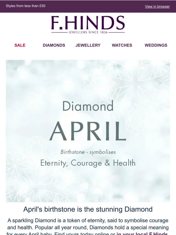 F. Hinds Jewellers: Discover April's Birthstone 💙 | Milled