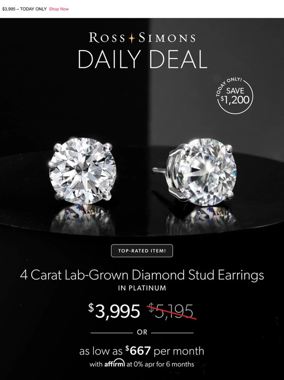 Ross-Simons: 💎 Save $1,200 on our TOP–RATED 4 carat lab-grown diamond ...