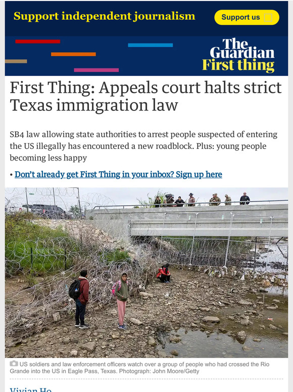 The Guardian: Appeals court halts strict Texas immigration law | First ...