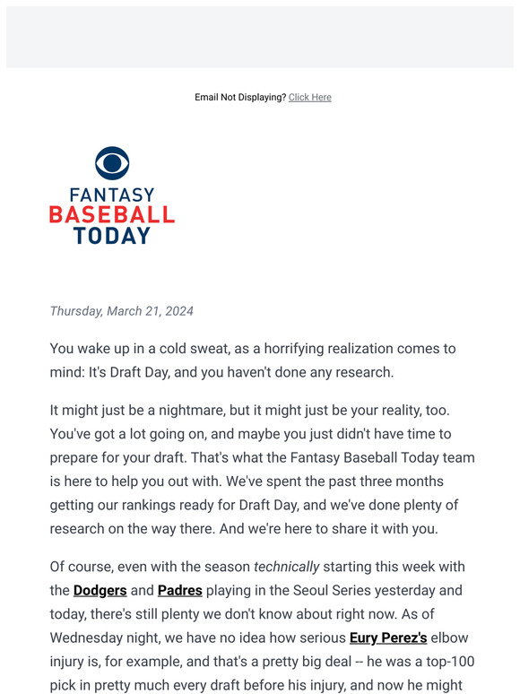 CBS Sports: Here's your Draft Day cheat sheet | Milled