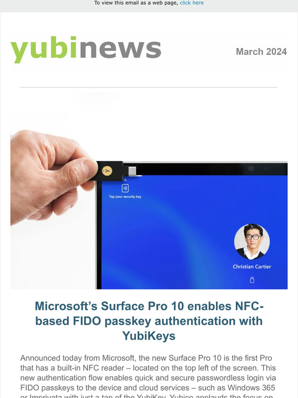Yubico: The rise of passkeys: Microsoft’s Surface Pro 10 adds NFC-based ...