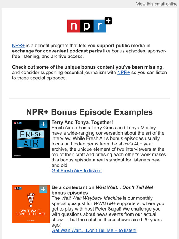 NPR: NPR+ Featured Bonus Episodes (Come on... you know you're curious ...