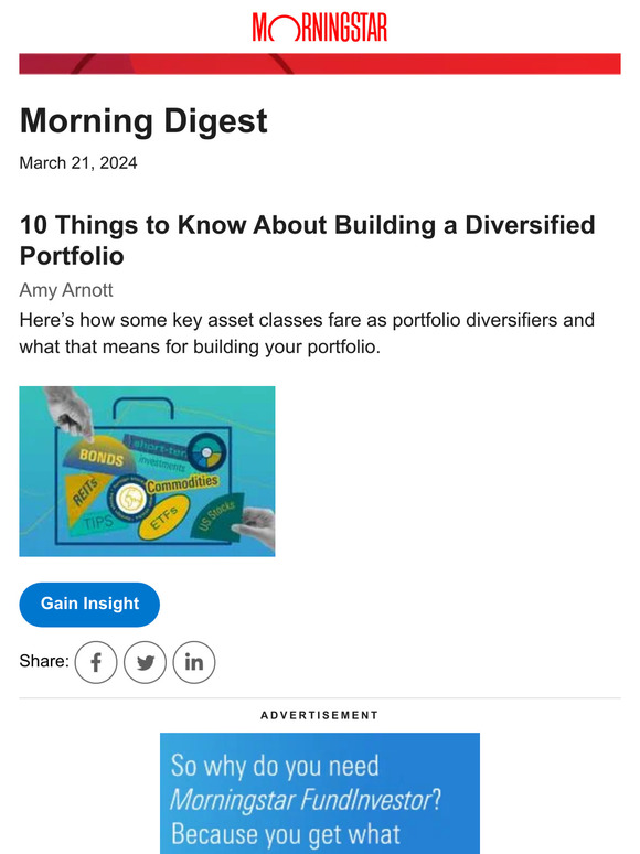 Morningstar: 10 Things to Know About Building a Diversified Portfolio ...