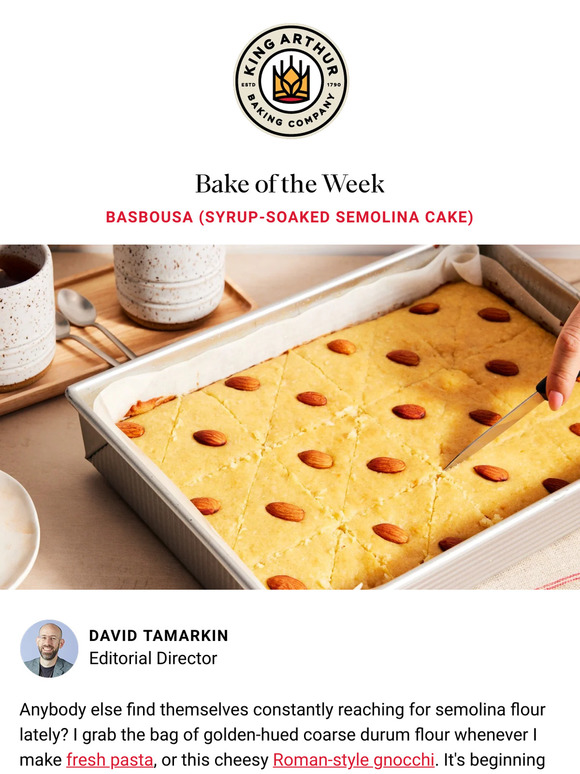King Arthur Baking Company: Basbousa (Syrup-Soaked Semolina Cake) | Milled