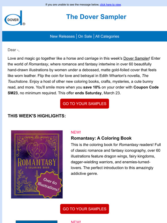 Dover Publications: Dover Sampler: New Romantasy, Garden Gnomes + 10% ...