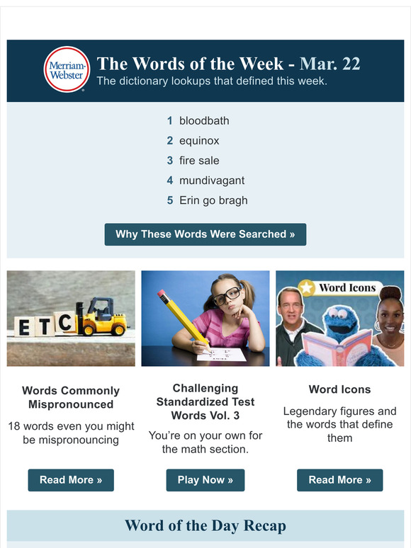 Merriam-Webster: Words of the Week: bloodbath, equinox, and more | Milled