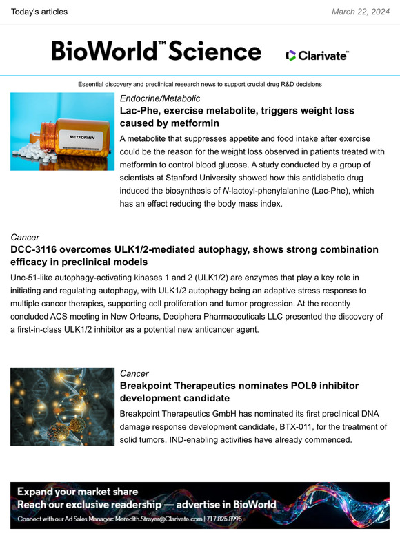 BioWorld: Lac-Phe, exercise metabolite, triggers weight loss caused by ...