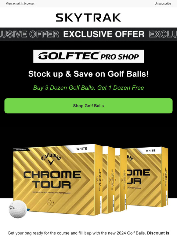 SkyTrak Golf: GOLFTEC Pro Shop: Buy 3 Dozen Golf Balls, Get 1 Dozen Free | Milled