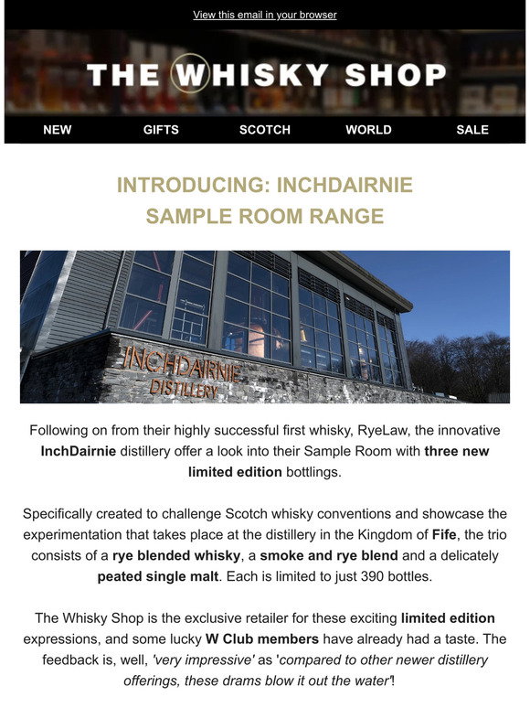The Whisky Shop: Introducing...InchDairnie Sample Room Range | Milled