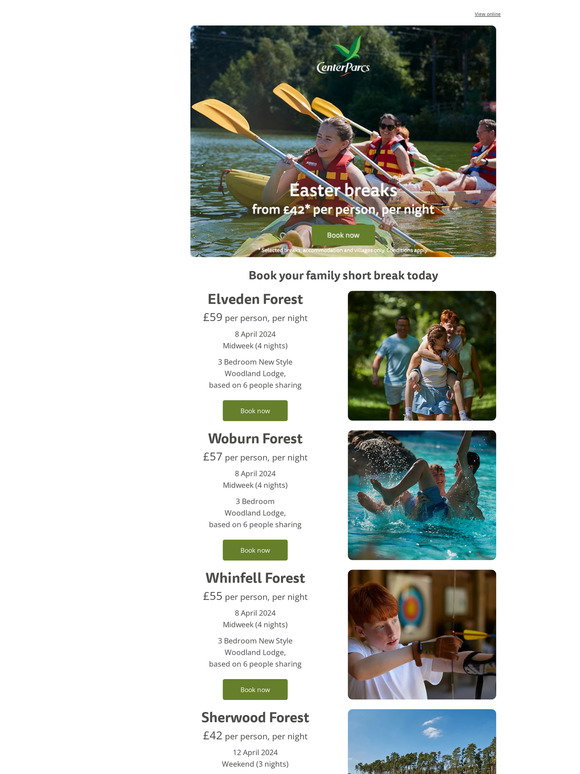 Center Parcs: Easter breaks from £42* per person, per night🐣 | Milled