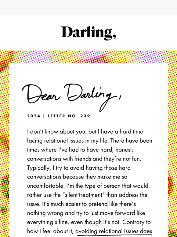 Darling: Letter No. 239: Working Towards Relational Harmony | Milled