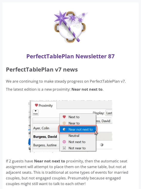 PerfectTablePlan: PerfectTablePlan newsletter 87 | Milled