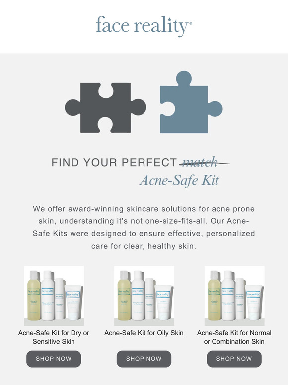 Face Reality Skincare: Find your perfect Acne-Safe Kit | Milled